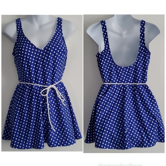 Gabar | Swim | Vintage Gabar Pinup Style Polka Dot Tie Waist Swim Dress ...